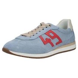 Plateausneaker Ara "Ara Sneaker Veloursleder", Damen, Gr. 38, blau, rot, Veloursleder, Schuhe Plateausneaker