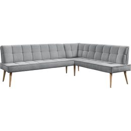 Eckbank, B:254cm H:95cm T:196cmsilber, exxpo - SOFA FASHION, 94% PES, 6% NY, Esszimmer, Sitzb&auml;nke, "Latte", moderne Sitz- und R&uuml;ckensteppung, bequem