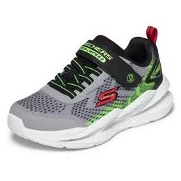 Sneaker Skechers "Skechers METEOR-LIGHTS 2.0", M&auml;dchen, Gr. 31, grau, schwarz, Lederimitat, Textil, Mesh, kontrastfarbene Details, Schuhe Sneaker, Sportschuh mit Klett, Gr&ouml;&szlig;enschablone zum Download