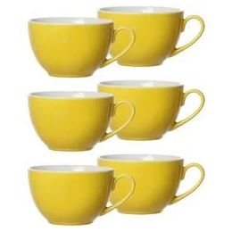 Ritzenhoff & Breker Tasse RITZENHOFF & BREKER "Kaffeetassen Doppio 200 ml 6er Set", gelb, Porzellan, Trinkgef&auml;&szlig;e, Tasse