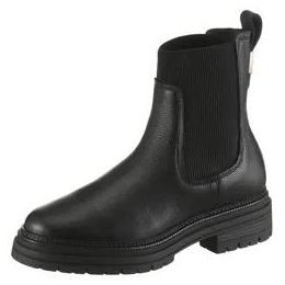 Winterboots Tommy Hilfiger "TH PLAQUE PEBBLE CHELSEA WARM", Herren, Gr. 37, schwarz, Leder, Schuhe Winterboots, Chelseaboots, Schlupfboots, Stiefelette mit praktischer Anziehlasche