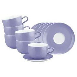 Tasse Seltmann Weiden "Milchkaffeetassen mit Untertassen Liberty Pure Colors 380 ml 6er Set", lila (grape lila), B:16,1cm H:9,1cm &Oslash;:16,1cm, Porzellan, Trinkgef&auml;&szlig;e, Tasse, Sp&uuml;lmaschinenfest, Mikrowellensicher, Ofenfest