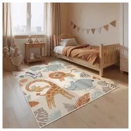 Kinderteppich Hanse Home "Savanna", creme multifarben, B:120cm H:10mm L:170cm, Polypropylen, Teppiche, Kinderteppich, Pflegeleicht, Weich, Kinderzimmer, Spielteppich, Spielunterlage