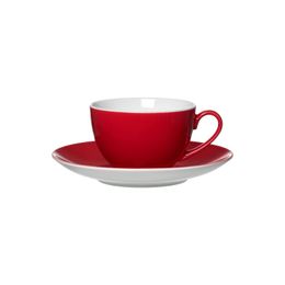 Ritzenhoff & Breker Tasse RITZENHOFF & BREKER "Kaffeetasse mit Untertasse Doppio 200 ml", rot, 2 tlg., Porzellan, Trinkgef&auml;&szlig;e, Tasse