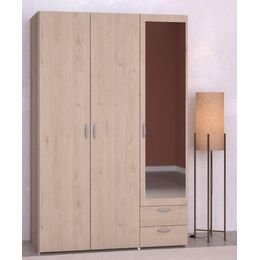 Kleiderschrank Parisot "Daily", braun (eiche), B:120cm H:185cm T:51cm, Holzwerkstoff, Schr&auml;nke, Kleiderschrank, eine T&uuml;r mit Spiegel