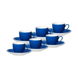 Ritzenhoff & Breker Tasse RITZENHOFF & BREKER "Espressotassen und -untertassen Doppio 80 ml 6er Set", blau (indigo blau), 12 tlg., Porzellan, Trinkgef&auml;&szlig;e, Tasse
