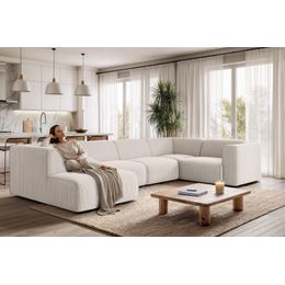 Wohnlandschaft OTTO HOME "Merid U-Form, B: 367 cm", beige (creme), B:367cm H:70cm T:206cm, 100% Polyester, Sofas, Wohnlandschaft, jederzeit durch Module erweiterbar