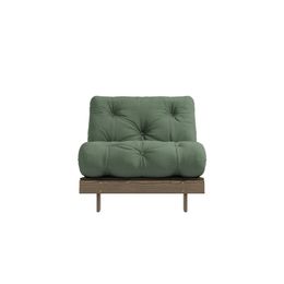 Daybett Karup Design "Roots Sofa Bed, Schlafsofa, Daybett, Bettfunktion, FSC-Massivholz", gr&uuml;n (olive gr&uuml;n), B:90cm H:85cm, Bezug: 80% Baumwolle, 20% Polyester, Daybetten, Inkl. Futonmatratze. Mehrere Gr&ouml;&szlig;en & Farben, Made in Europe