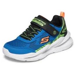 Sneaker Skechers "Skechers METEOR-LIGHTS 2.0", M&auml;dchen, Gr. 28, schwarz, blau, Lederimitat, Textil, Mesh, kontrastfarbene Details, Schuhe Sneaker, Sportschuh mit Klett, Gr&ouml;&szlig;enschablone zum Download