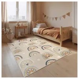 Kinderteppich Hanse Home "Bowie", beige multifarben, B:120cm H:10mm L:170cm, Polypropylen, Teppiche, Kinderteppich, Pflegeleicht, Weich, Kinderzimmer, Spielteppich, Spielunterlage