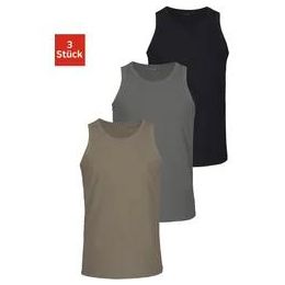 H.I.S. Tanktop H.I.S "Unterziehshirt, Unterhemd f&uuml;r Herren", Herren, Gr. 5/M, gr&uuml;n (olivgr&uuml;n, schwarz, dunkelgrau), Single Jersey, Obermaterial: 100% Baumwolle, unifarben, Basic, k&ouml;rpernah normal, Rundhals, Tops Tanktop, unifarben, Rundhalsausschnitt, aus Baumwolle