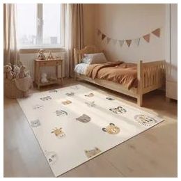 Kinderteppich Hanse Home "Tiny Zoo", creme multifarben, B:160cm H:10mm L:235cm, Polypropylen, Teppiche, Kinderteppich, Pflegeleicht, Weich, Kinderzimmer, Spielteppich, Spielunterlage