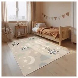 Kinderteppich Hanse Home "Dreamy Panda", beige multifarben, B:160cm H:10mm L:235cm, Polypropylen, Teppiche, Kinderteppich, Pflegeleicht, Weich, Kinderzimmer, Spielteppich, Spielunterlage