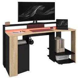 Gamingtisch Parisot "Meta 1", eiche nachbildung, eiche nachbildung, schwarz, eiche nachbildung, B:152cm H:88cm T:60cm, Tische