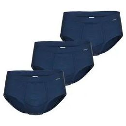 Slip Ammann "3er Pack Slip mit Eingriff Day Classic / Jeans Feinripp", Herren, Gr. 9, blau (dunkelblau), Obermaterial: 75% Baumwolle CO. 25% Polyester PES., Unterhosen Slip