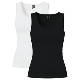 Tanktop Pieces "PCAMELIA TANK TOP 2-PACK JRS NOOS BC", Damen, Gr. XXL, schwarz pack:2 pack schwarz, hellwei&szlig;, Jersey, Obermaterial: 95% Baumwolle, 5% Elasthan, unifarben, figurbetont normal, Rundhals, Tops Tanktop, mit klassischen Farben