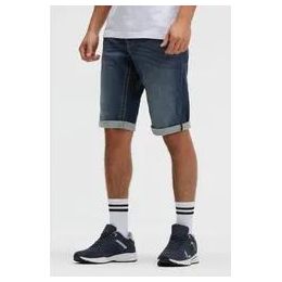 Jeansshorts CAMP DAVID, Herren, Gr. 36, Kurz, tiefblau, Denim/Jeans, Material: 72% Baumwolle, 27% Polyester, 1% Elasthan, Zusatz: Enth&auml;lt nichttextile Teile tierischen Ursprungs (Badge), unifarben, regular fit, Jeans Jeansshorts, mit Turn-Up Saum