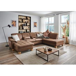 Wohnlandschaft DIE PLANBAR, B:341cm H:88cm T:243cmtabac, 100% Polyester, Sofas, "PP-LA23145 U-Form", inkl. Kopfpolsterverstellung, Federkernpolsterung