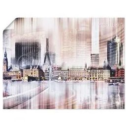 Poster Artland "Hamburg Skyline Abstrakte Collage II", beige (farbe bild(er): naturfarben), B:40cm H:30cm, Bilder, Poster, ohne Rahmen