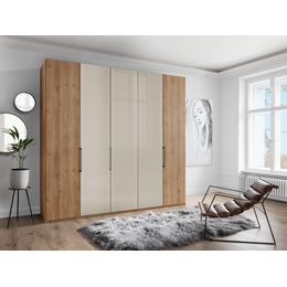 Kleiderschrank Wiemann "Monaco", braun (bianco, eiche, nachbildung, glas champagner), B:246,3cm H:216cm T:58cm, Floatglas, Holzwerkstoff, Schr&auml;nke, Kleiderschrank, mit Teil-Glasfront sowie hochwertige Beschl&auml;ge inkl. T&uuml;rd&auml;mpfung