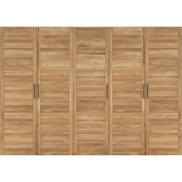Kleiderschrank Home Affaire "Chamara", beige (natur), B:307cm H:218cm T:65cm, Schr&auml;nke, Kleiderschrank, aus massivem Eichenholz, in unterschiedlichen Breiten, H&ouml;he 218 cm