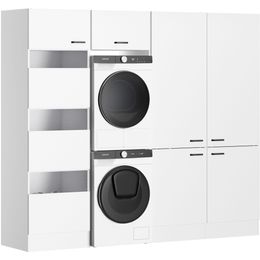 Mehrzweckschrank-Set Optifit "OPTImulti", wei&szlig; matt, B:243,2cm H:210cm T:57,1cm, Spanplatte, Kastenm&ouml;bel-Sets, Breite 243,2 cm, clevere Schrankinnenausstattung, Waschs&auml;ule
