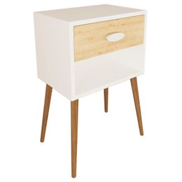 Nachttisch Vcm "Holz Nachttisch Beistelltisch Schublade Singol XL", braun (wei&szlig;, honig, eiche), B:45cm T:30cm, Sideboards, Nachttisch