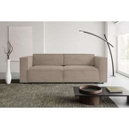 Schlafsofa WERK2 "Kansas Breite 252 cm, mit extragro&szlig;er Liegefl&auml;che 202x152 cm", beige, B:252cm H:76cm T:99cm, 90% Polyester, 10% Nylon, Sofas, Schlafsofa, Pflegeleichte Bez&uuml;ge: aktuellen Cord- oder weichem Strukturstoff