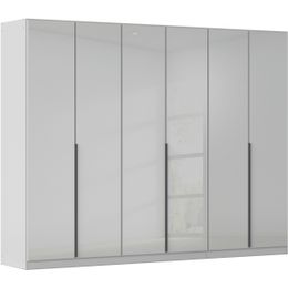Dreht&uuml;renschrank OTTO HOME "Kleiderschrank Kleiderschr&auml;nke Schrank Garderobe AGORDO mit Glasfront", grau (seidengrau, glas seidengrau), B:271cm H:210cm T:54cm, Holzwerkstoff, Schr&auml;nke, Dreht&uuml;renschrank, durchdachte Innenausstattung, in 7 Breiten und 2 H&ouml;hen MADE IN GERMANY