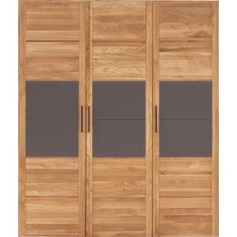 Kleiderschrank Home Affaire "Chamara", beige (natur), B:185cm H:218cm T:65cm, Schr&auml;nke, Kleiderschrank, aus massivem Eichenholz, in unterschiedlichen Breiten, H&ouml;he 218 cm