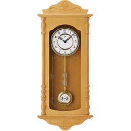 Pendelwanduhr AMS "W7013/16", braun (erlefarben), Wanduhren, B/H/L: 30cm x 10cm x 68cm, Quarzuhr, Holz-/Glasgeh&auml;use,Erle,Esszimmer,Wohnzimmer,Made in Germany