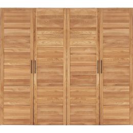 Kleiderschrank Home Affaire "Chamara", beige (natur), B:246cm H:218cm T:65cm, Schr&auml;nke, Kleiderschrank, aus massivem Eichenholz, in unterschiedlichen Breiten, H&ouml;he 218 cm