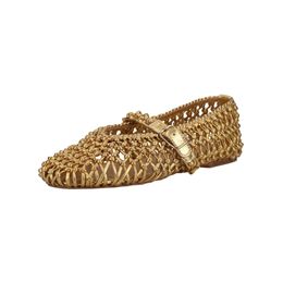 Riemchenballerina Dolce Vita "Dolce Vita Ballerinas Leder", Damen, Gr. 37, gold, Schuhe Riemchenballerina