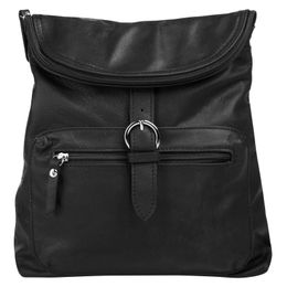 Cityrucksack FORTY, Damen, Gr. B/H/T: 28cm x 30cm x 8cm, onesize, schwarz, Leder, Rindsleder, Rucks&auml;cke Cityrucksack, echt Leder, Made in Italy