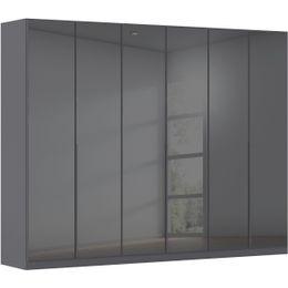 Dreht&uuml;renschrank OTTO HOME "Kleiderschrank Kleiderschr&auml;nke Schrank Garderobe AGORDO mit Glasfront", grau (graumetallic, glas basalt), B:271cm H:210cm T:54cm, Holzwerkstoff, Schr&auml;nke, Dreht&uuml;renschrank, durchdachte Innenausstattung, in 7 Breiten und 2 H&ouml;hen MADE IN GERMANY