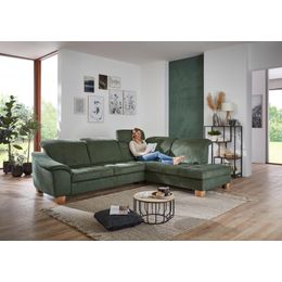 Ecksofa DIE PLANBAR, B:299cm H:88cm T:243cmmoos, 100% recyceltes Polyester, Wohnzimmer, Sofas, "PP-LA23145 L-Form", inkl. Kopfpolsterverstellung,
