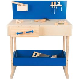 Spielwerkbank Small Foot "Kinderwerkbank, blau", blau, Rollenspielzeug, KinderB:44cm H:93cm L:72cm, Holz, Metall, B:44cm H:93cm L:72cm
