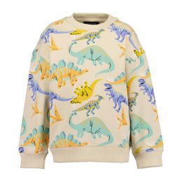 Sweater Blue Seven "Blue Seven Jungen Sweatshirt mit Dinos", Jungen, Gr. 98, 0499, kiesel, 100% Baumwolle, normal normal, Rundhals, gerader Abschluss, Sweatshirts Sweater