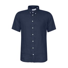 Kurzarmhemd Casual Friday "Kurzarmhemd CFAton", Herren, Gr. M, N-Gr, blau (navy blazer), Obermaterial: 100% Leinen LI., Hemden