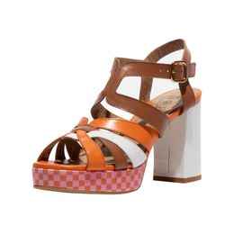 High-Heel-Sandalette Fly London "Fly London Sandalen Leder", Damen, Gr. 40, wei&szlig;, orange, Leder, Schuhe