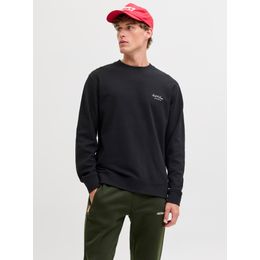 Jack & Jones Sweatshirt JACK & JONES "JJEARCHIVE GRAPHIC SWEAT CREW NECK NOOS", Herren, Gr. M, schwarz, angeraute Sweatware, Obermaterial: 80% Baumwolle, 20% Polyester, bedruckt, normal, Rundhals, Rippb&uuml;ndchen, Sweatshirts Sweatshirt, Baumwollmischung, relaxed fit