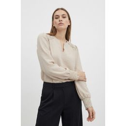 Langarmbluse Only "ONLCERENA METTE L/S LACE VNECK TOP WVN", Damen, Gr. M, gray morn, Web, Obermaterial: 100% Polyester, unifarben, regular fit normal, V-Ausschnitt, Blusen, Kunstfaser, regular fit, V-Ausschnitt