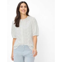 Kurzarmbluse Brax "Style VEA", Damen, Gr. 48, wei&szlig;, Web, 100% Baumwolle, Rundhals, Blusen