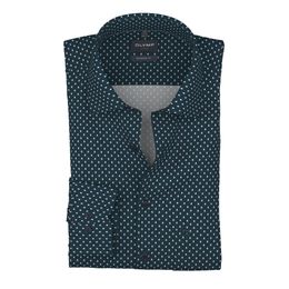 Langarmhemd OLYMP "Luxor", Herren, Gr. 44, Verl&auml;ngerter Arm, marine, Web, Obermaterial: 100% Baumwolle, gemustert, normal, 2-Knopf-Manschette, Hemden, modern fit, New-Kentkagen, Businesshemd, extra langer Arm