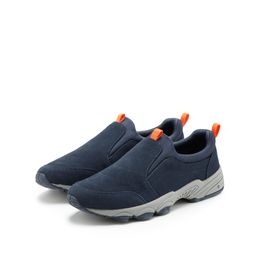 Sneaker John Devin "Lederschuh, Slipper, Halbschuhe, Freizeitschuhe", Herren, Gr. 41, marine, Obermaterial: 80% Rindsleder, 20% Textilmaterial. Decksohle: 100% Textilmaterial. Futter: 100% Textilmaterial. Laufsohle: 100% Synthetik, kontrastfarbene Details, unifarben mit Farbeinsatz, Schuhe Sneaker, zum Reinschl&uuml;pfen aus Leder