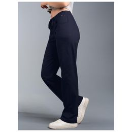 Jerseyhose TRIGEMA "TRIGEMA H&uuml;fthose DELUXE Baumwolle", Damen, Gr. XS, US-Gr&ouml;&szlig;en, blau (navy), Single Jersey, 100% Baumwolle, Basic, Hosen Jerseyhose