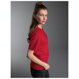 T-Shirt TRIGEMA "TRIGEMA T-Shirt DELUXE Baumwolle", Damen, Gr. L, braun (kirsch), Single Jersey, 100% Baumwolle, Basic, lang, Rundhals, Shirts T-Shirt