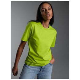 T-Shirt TRIGEMA "TRIGEMA T-Shirt DELUXE Baumwolle", Damen, Gr. S, gelb (lemon), Single Jersey, 100% Baumwolle, Basic, lang, Rundhals, Shirts T-Shirt