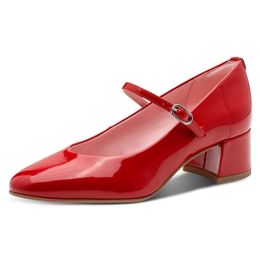 Spangenpumps Tamaris, Damen, Gr. 40, rot, Lacklederimitat, unifarben, Schuhe Spangenpumps, Blockabsatz, Abendschuh, Festtagsschuh mit verstellbarem Riemchen
