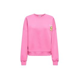 Sweatshirt Only "Sweatshirt ONLLINY O-NECK PRINT 1er Pack", Damen, Gr. M, pink, Obermaterial: 60% Baumwolle CO. 40% Polyester PES., Sweatshirts Sweatshirt